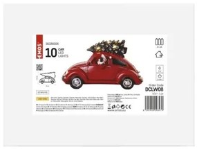 LED červené auto se Santou 12,5 cm teplá bílá