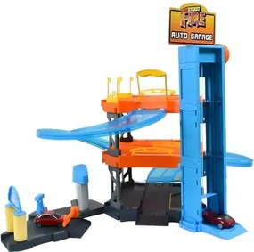 BBURAGO Garáž Street Fire Downhill / 3 patra / 2 kovová autíčka 1:43 /