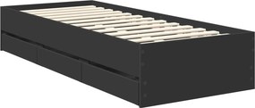 Rám postele se zásuvkou Černá 75 x 190 cm Inženýrské dřevo 3411167
