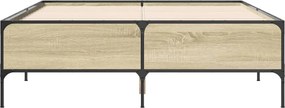 Rám postele dub sonoma 140 x 200 cm kompozitní dřevo a kov 3279798