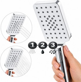 Erga Oslo, sprchový set s baterií, poličkou, výtokem a hlavovou sprchou 30×30 cm, chromová, ERG-YKA-BP.OSLO-30-CHR