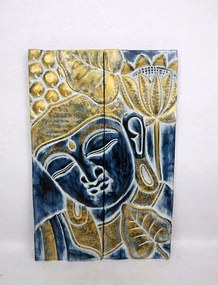 Závěsná dekorace BUDHA modrý, exotické dřevo, ruční práce