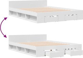 Rám postele se zásuvkami bílý 135 x 190 cm kompozitní dřevo 3280769