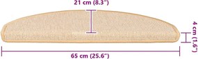 Schodové rohože 15 ks 65 x 21 x 4 cm krémové, půlkulaté, velké 149861
