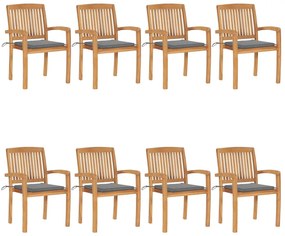 Stohovatelné zahradní židle s poduškami 8 ks masivní teak 3073241