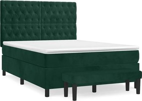 Box spring postel s matrací tmavě zelená 140x190 cm samet 3138022