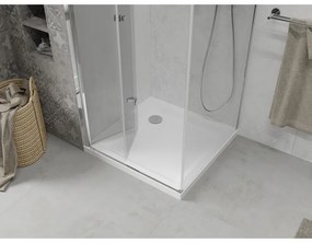 Mexen Lima skládací sprchový kout 70 x 70 cm, Průhledné, Chromovaná + sprchová vanička Flat - 856-070-070-01-00-4010