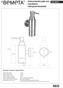 Bemeta Design NEO: Dávkovač mýdla, 150 ml -