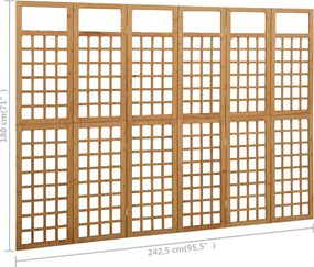 6dílný paraván/treláž masivní jedlové dřevo 242,5 x 180 cm 316481