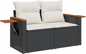 7dílná zahradní sedací souprava s poduškami černá polyratan 3227106