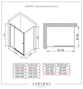 CERANO - Sprchový kout Santini L/P - černá matná, transparentní sklo - 100x100 cm - křídlový