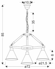 Lustr na řetězu NEGRU 3xE27/40W/230V černá/hnědá
