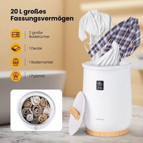 Costway Kbelík na ohřívač ručníků 20 L velký vyhřívaný ohřívač ručníků s LED