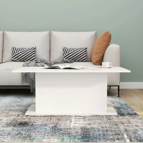 Konferenční stolek bílý vysoký lesk 102x55,5x40 cm dřevotříska - Default Title