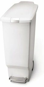 Úzký pedálový koš 40 l, bílý plast, bílá