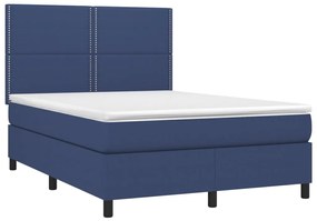 Box spring postel s matrací modrá 140x200 cm textil