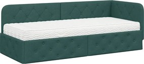 Rohový rám postele Tmavě zelená 80 x 200 cm textil 3394033