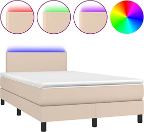 Box spring postel matrace a LED cappuccino 140x190cm umělá kůže 3270128