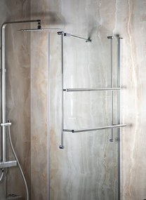 Sapho, Závěsný držák ručníků na sprchovou zástěnu 600x730x125mm, chrom, 1301-09
