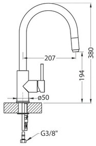 ALVEUS 1129020 - Dřezová baterie s vytahovací sprškou DELOS 38 cm granit/béžová