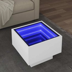 Odkládací stolek s LED bílý 40 x 40 x 30 cm kompozitní dřevo