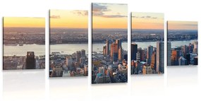 5-dílný obraz panoráma města New York - 100x50 cm