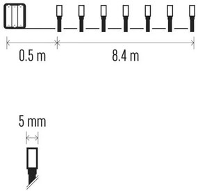 Vánoční řetěz LED 8,4 m, studená bílá