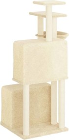 Škrabadlo pro kočky se sisalovými sloupky krémové 122 cm 172052