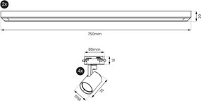 Brilagi - Bodové svítidlo v lištovém systému HUSKY 4xGU10/10W/230V černá/zlatá