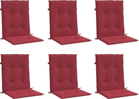 Podušky na židli nízké opěradlo 6 ks vínové 100x50x3 cm oxford 314142