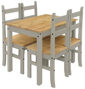 Stůl + 4 židle CORONA 3 vosk/šedá