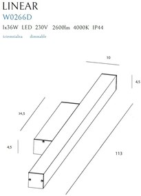 Maxlight W0266 LINEAR Nástěnné svítidlo stmívatelné IP44, 36W, 4000K, černé