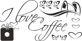 Samolepka na zeď s textem I LOVE COFFEE 60 x 120 cm