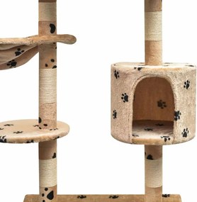 Škrabadlo pro kočky sisalové sloupky 125cm béžová potisk tlapek 170483