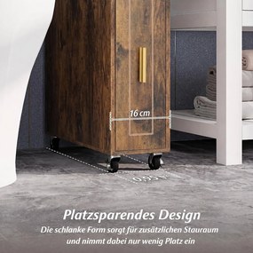 Costway Malá koupelnová skříňka 16 cm úzký organizér s výsuvnou zásuvkou box