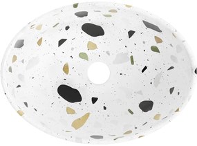 Mexen Elza, umyvadlo na desku 455x325x135 mm, bílá-vzor terazzo, 21014083