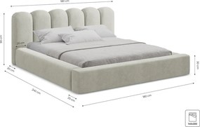 Šedá čalouněná dvoulůžková postel s úložným prostorem s roštem 140x200 cm Mano – Makamii
