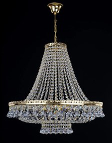 Košový křišťálový lustr se 6-ti žárovkami zdobený štrasovými řetězy &amp; broušenými ověsy ve tvaru diamantu