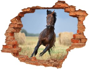 Wallmuralia Nálepka 3D díra na zeď Kůň ve cvalu 90x70 cm