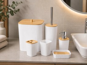 Verk Group Koupelnová sada: kartáč na toaletu, dávkovač, bambusový košík – 6 kusů