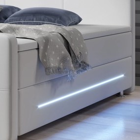 Goleto Postel Box Spring Oakland s LED osvětlením 180 x 200 cm | bílá