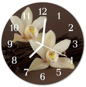 Nástenné skleněné hodiny vanilka fi 30 cm