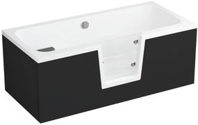 A-interiéry Polimat OVI vana pro seniory 160 x 75 cm s dvířky s bílým čelním krycím panelem vč. sifonu PRAVÁ bílá POL_OVI00724-KP-WH