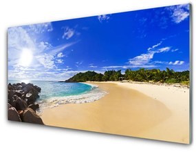 Obraz na skle Slunce Moře Pláž Krajina 100x50 cm