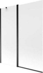 Mexen Flip, 1-křídlová vanová zástěna 140 x 150 cm, 6 mm námraza sklo, černý profil, 894-140-101-70-30