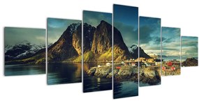 Obraz rybářské vesnice v Norsku (210x100 cm)