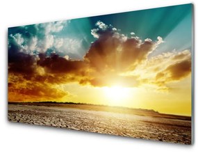 Obraz na skle Slunce Poušť Krajina 140x70 cm