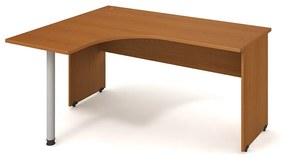 Stůl ergo pravý 160*120 cm - Hobis Gate GE 60 P Dekor stolové desky: třešeň, Dekor lamino podnože: třešeň, Barva nohy: stříbrná