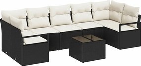 Set pohovek 8 ks 7-Počet míst Černá a krémová polyratan 3346297