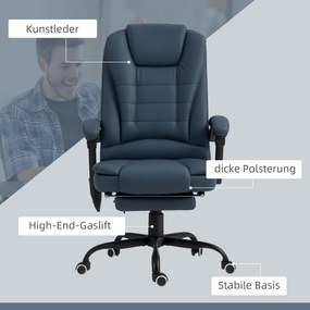 Kancelářská židle Vinsetto se 7bodovou masáží, ergonomická kancelářská židle s funkcí polohování, výškově nastavitelná manažerská židle s dálkovým ov…